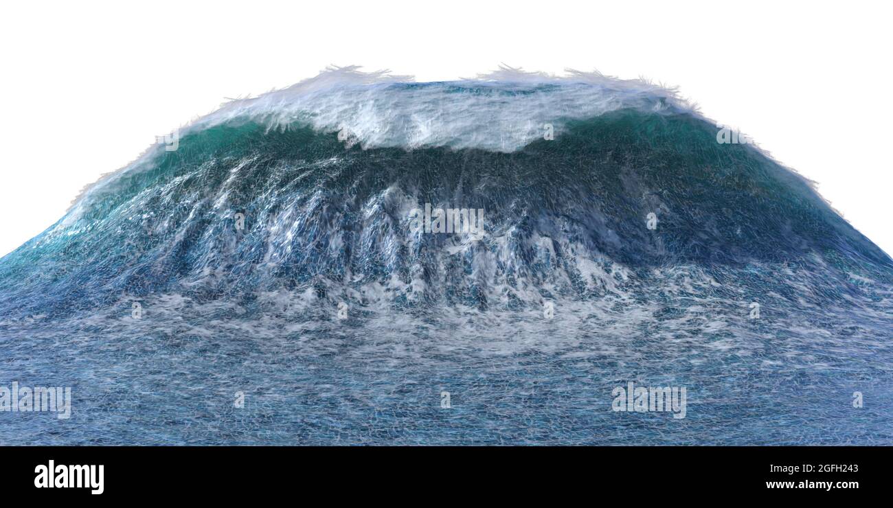 3D illustration tsunami wave apocalyptic water view storm isolated on ...