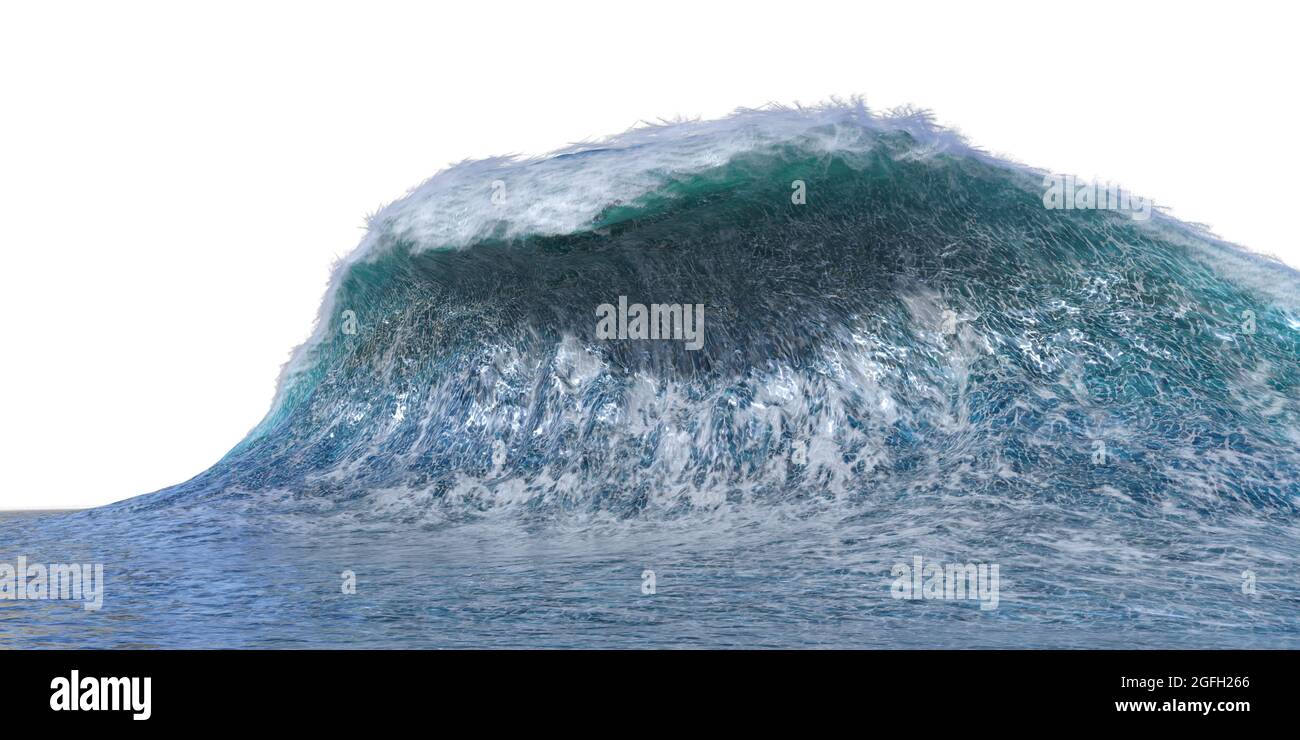 3D illustration tsunami wave apocalyptic water view storm isolated on ...