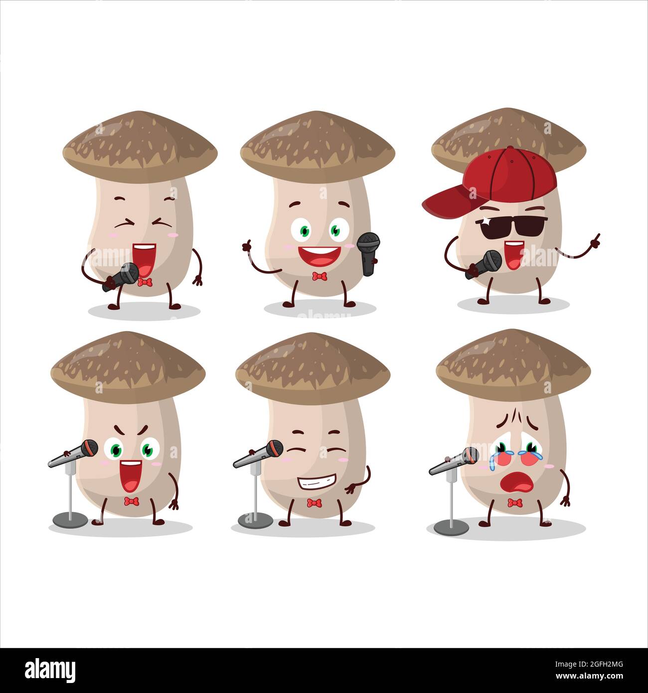 A Cute Cartoon design concept of shiitake singing a famous song. Vector ...