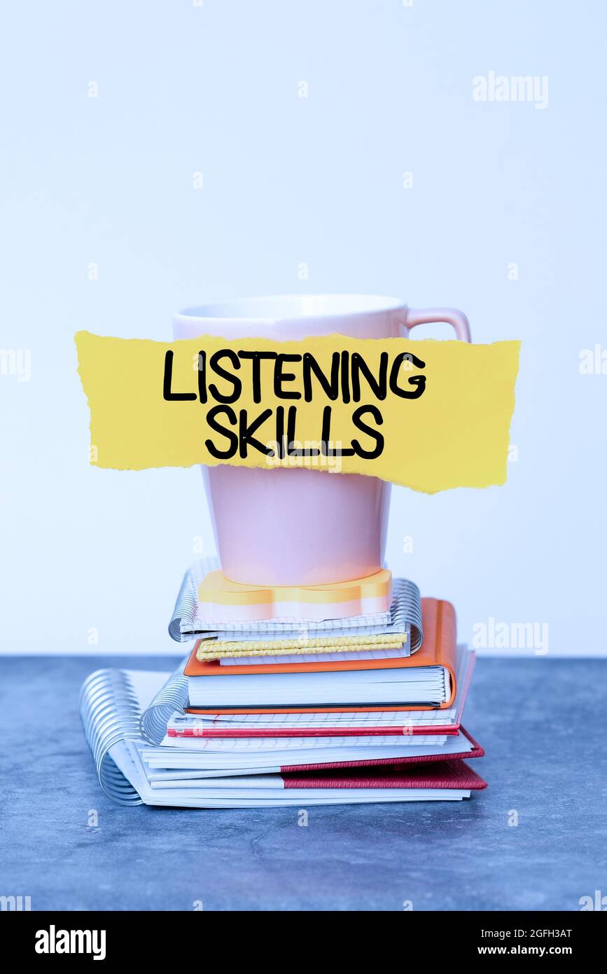Text caption presenting Listening Skills. Concept meaning ability to ... Text caption presenting Listening Skills. Concept meaning ability to ...