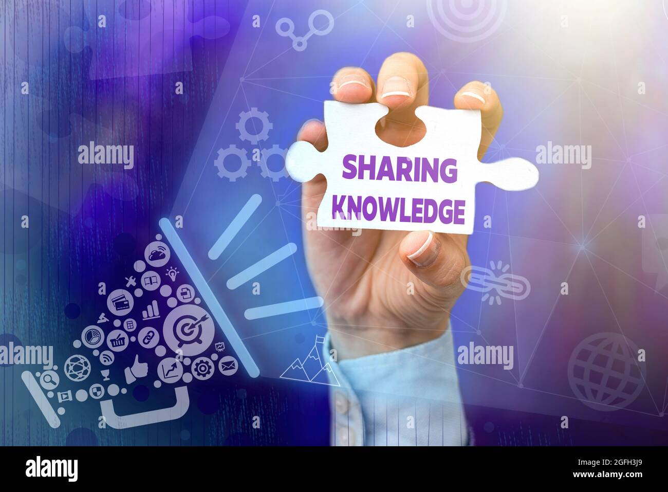 Handwriting text Sharing Knowledge. Word for knowledge is exchanged ...