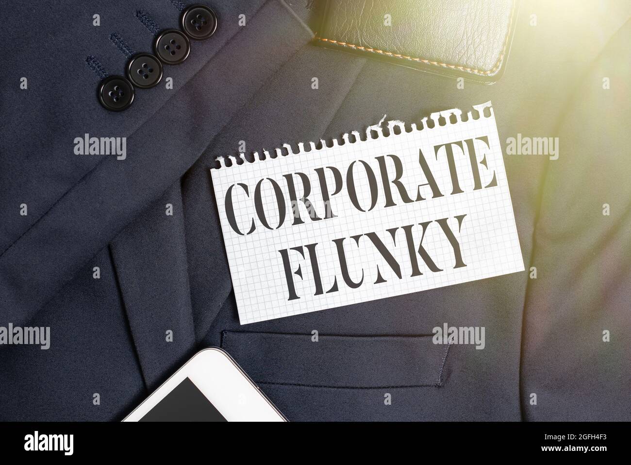 Writing displaying text Corporate Flunky. Business showcase someone who ...