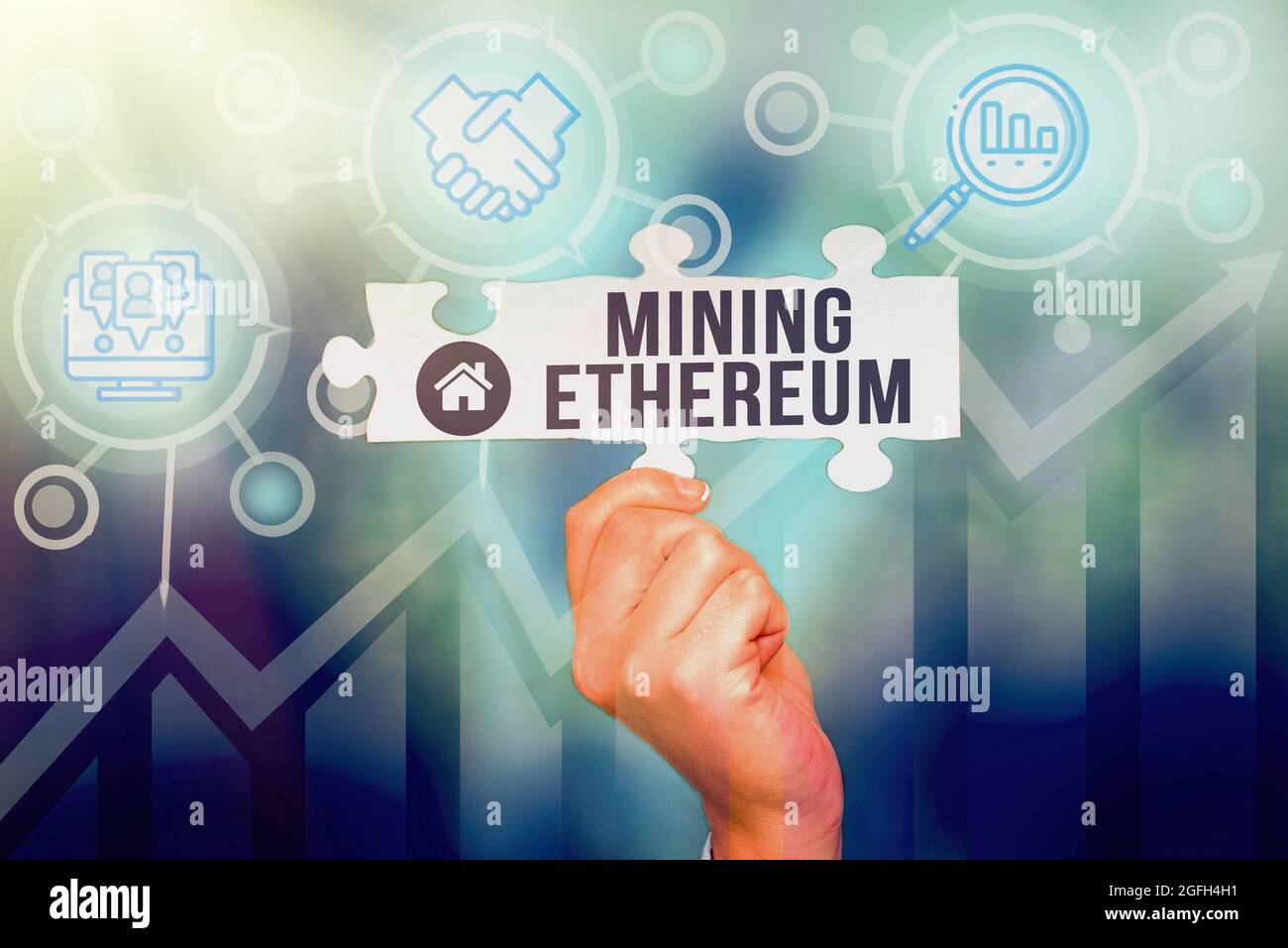 Sign displaying Mining Ethereum. Word Written on the process of ...