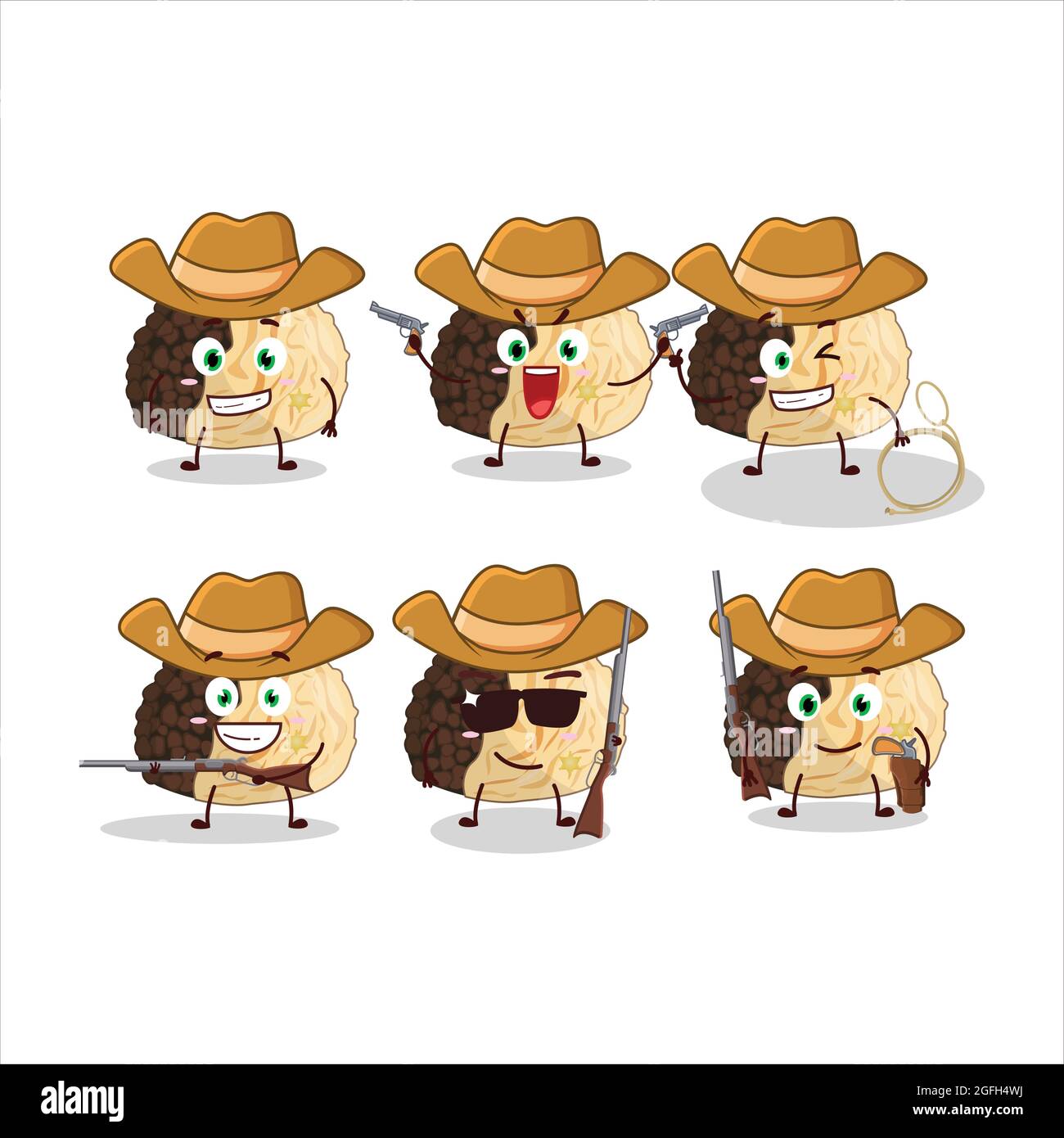 Cool cowboy truffle cartoon character with a cute hat. Vector ...