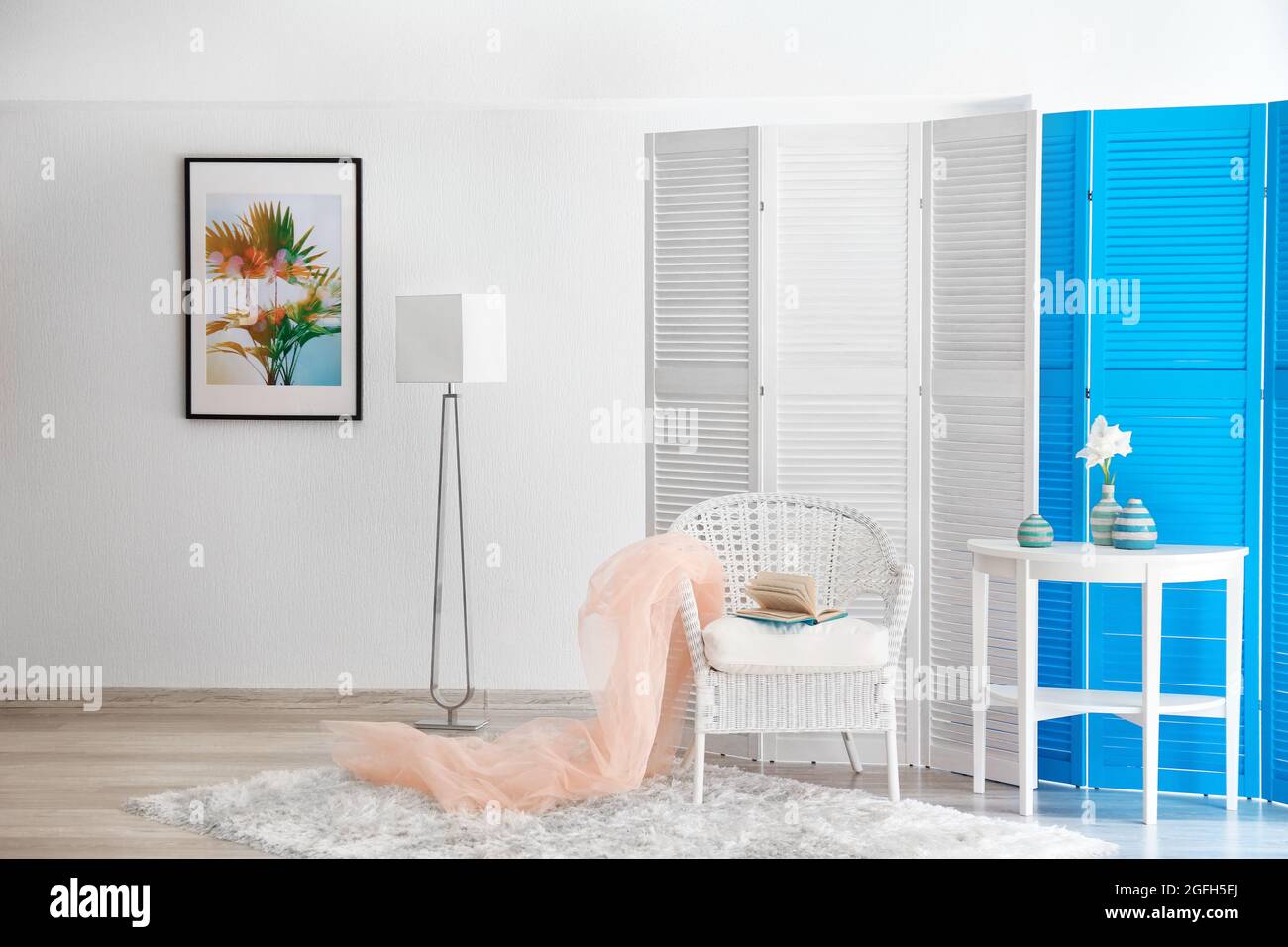 Interior design of living room in light colours Stock Photo - Alamy