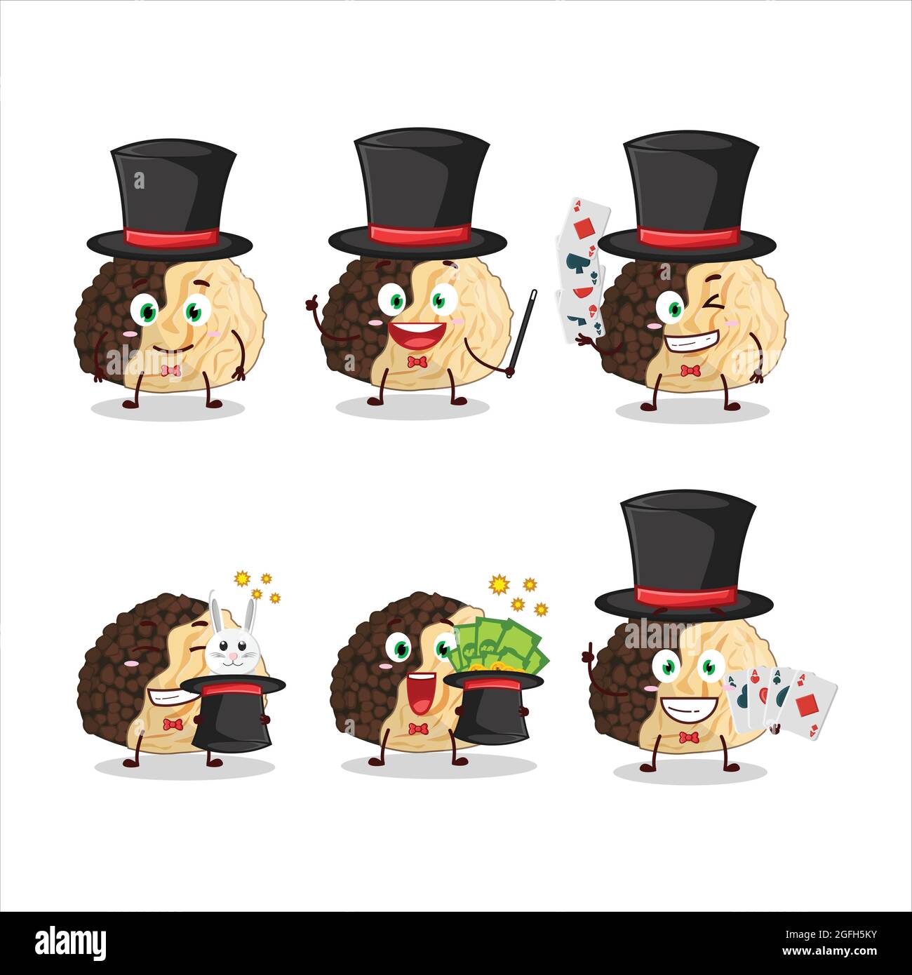 A truffle Magician cartoon character perform on a stage. Vector ...