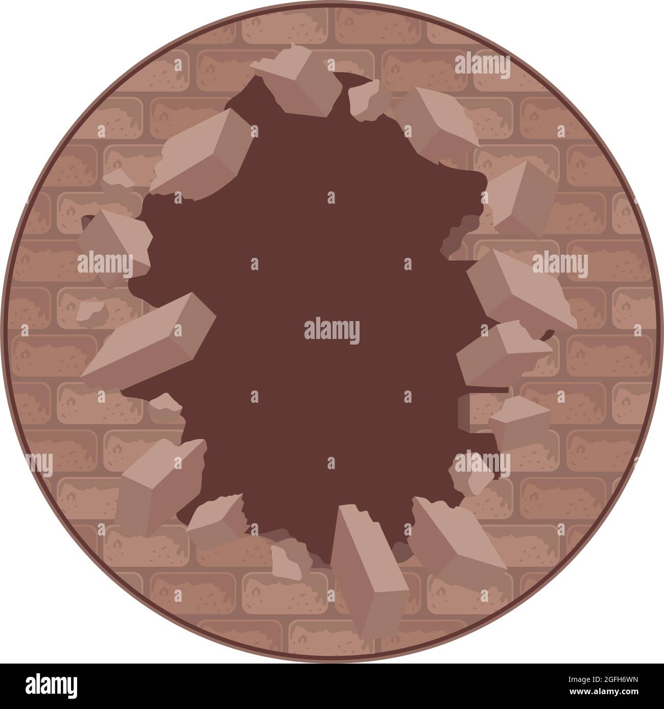 wall cracked in round frame design Stock Vector Image & Art - Alamy