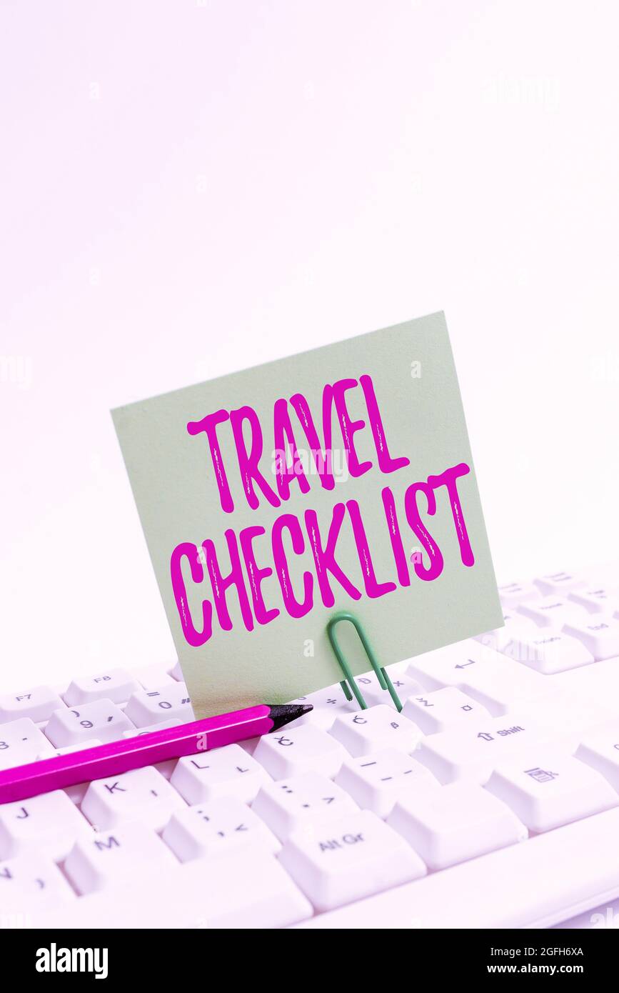 Handwriting text Travel Checklist. Business idea a list of things to be ...