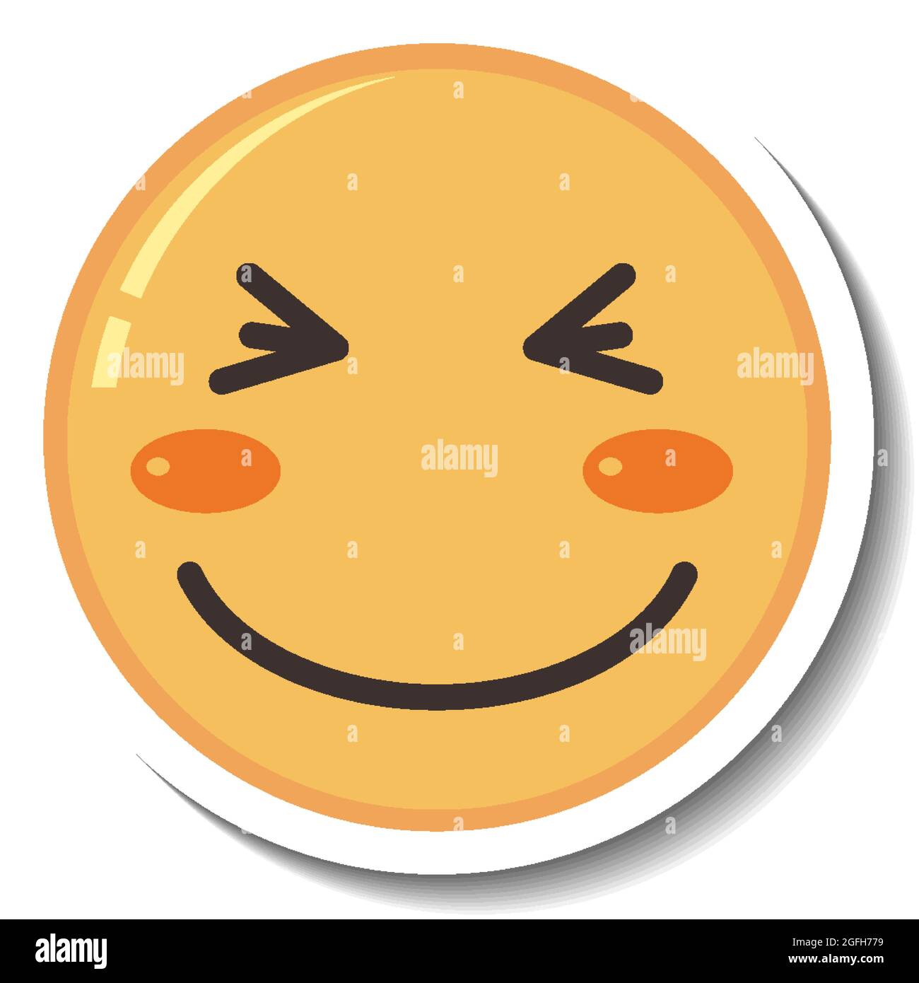 A sticker template with happy face emoji isolated illustration Stock ...