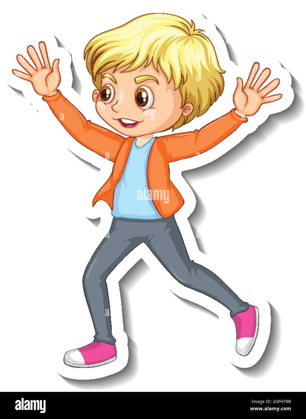 Sticker design with character of a happy boy illustration Stock Vector ...