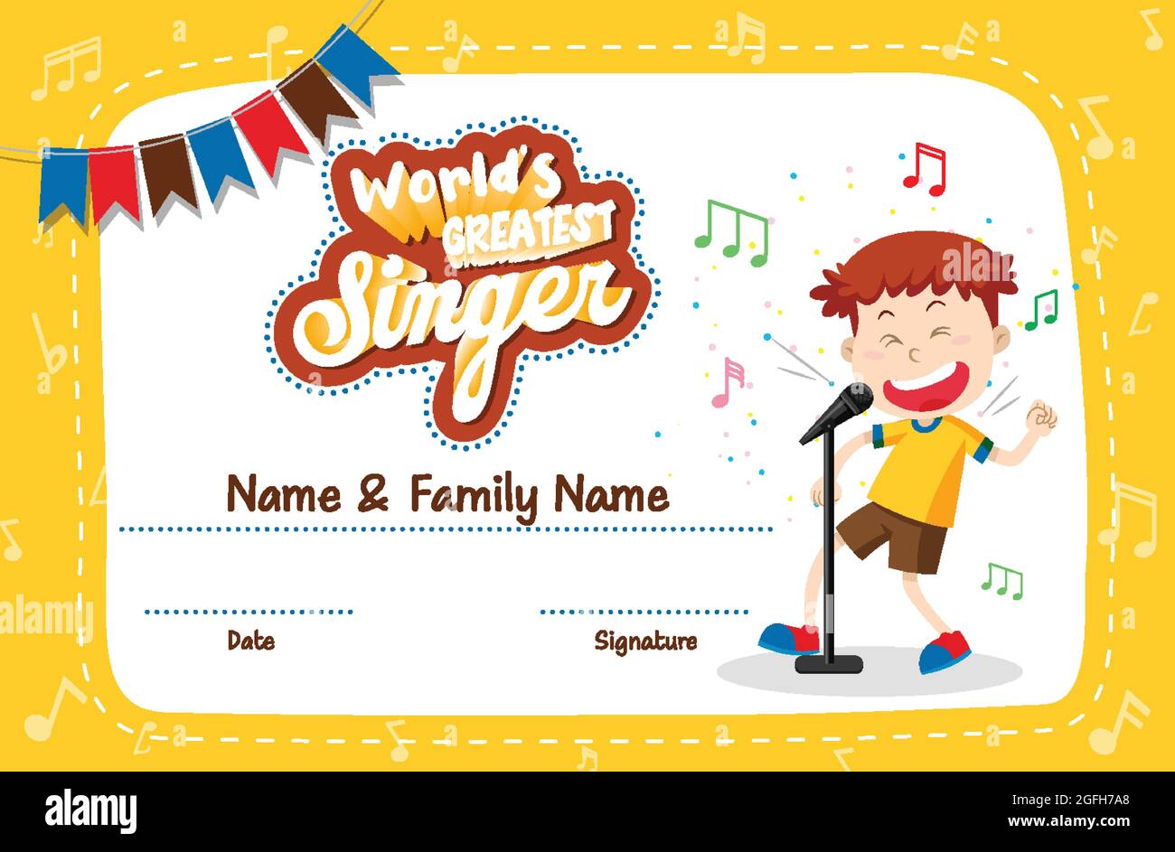 World greatest singer certificate template illustration Stock Vector ...