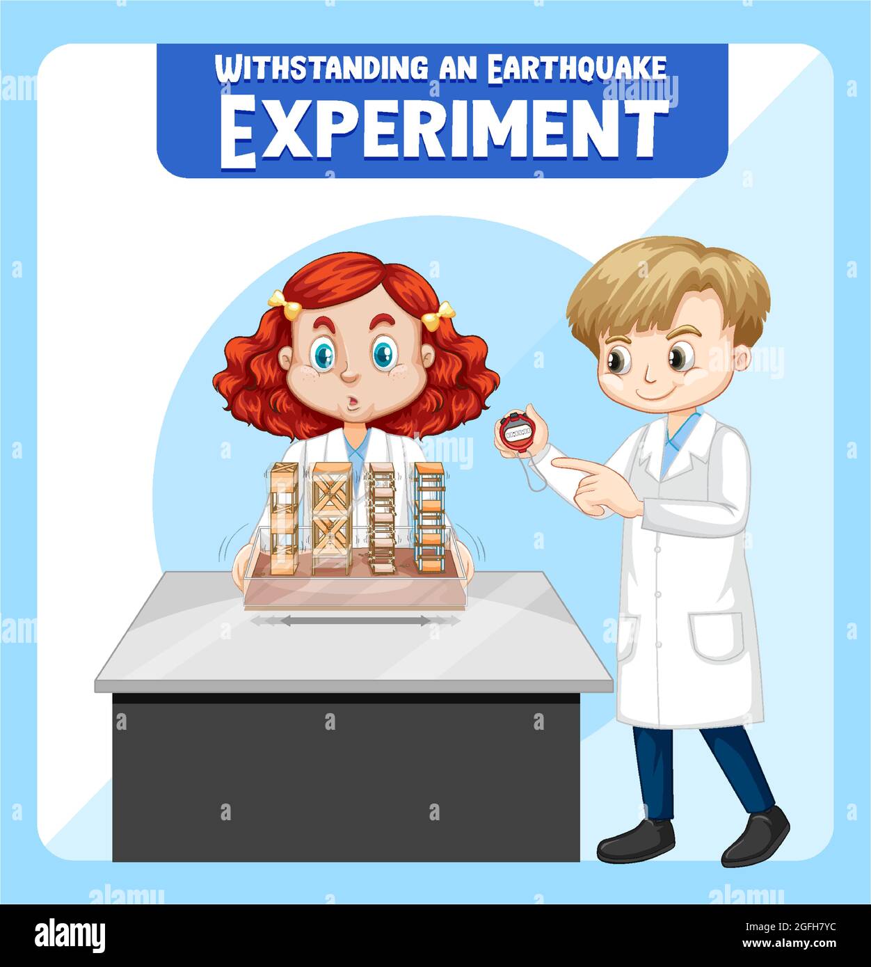 Withstanding earthquake experiment with scientist kids cartoon ...