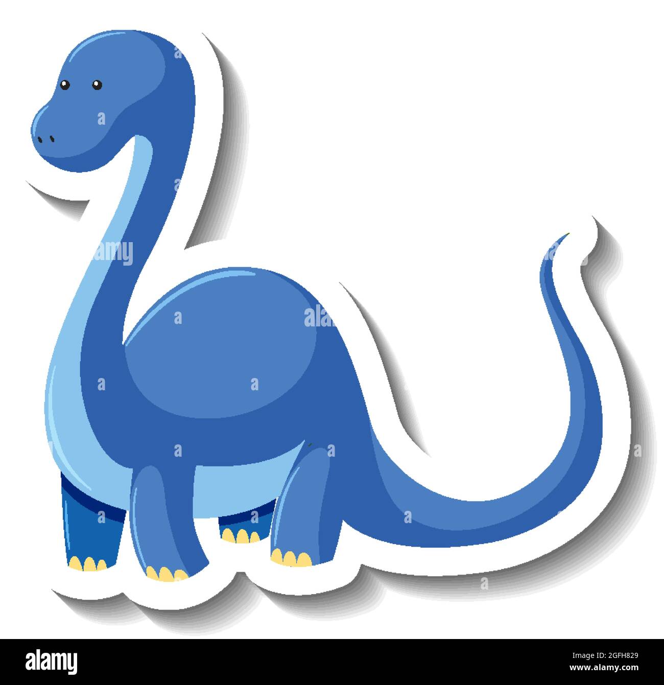 Cute blue dinosaur cartoon character sticker illustration Stock Vector ...