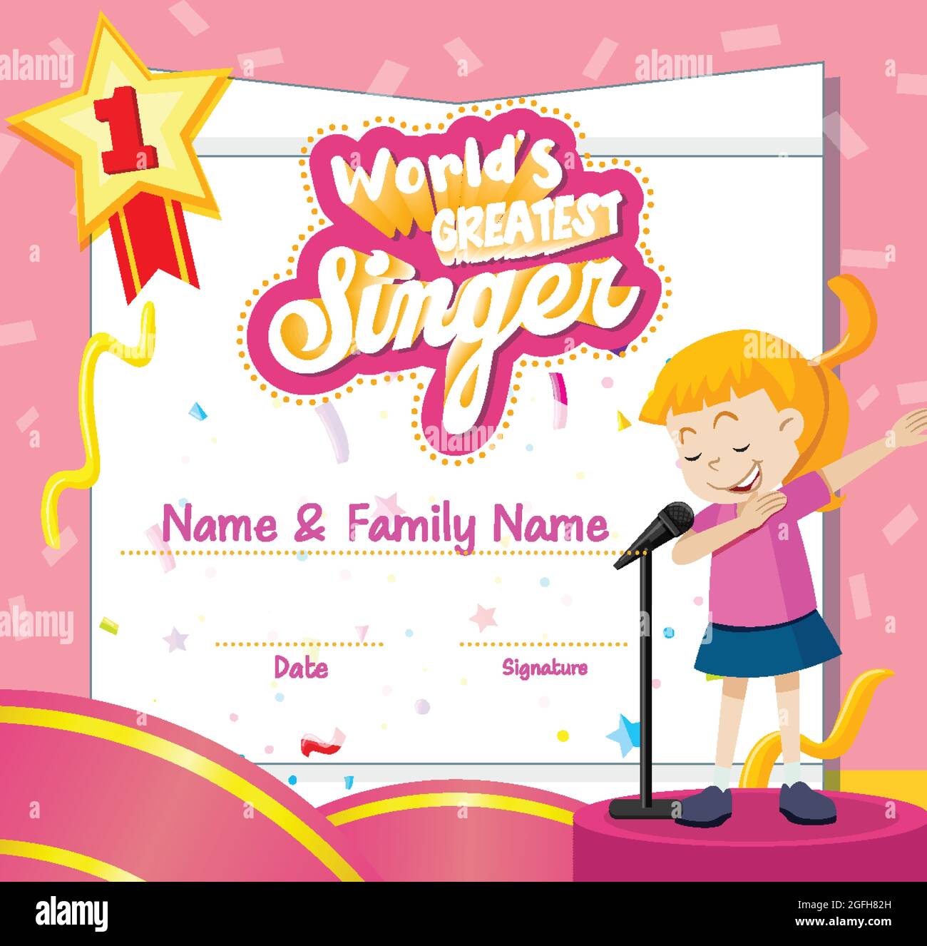 World greatest singer certificate template illustration Stock Vector ...