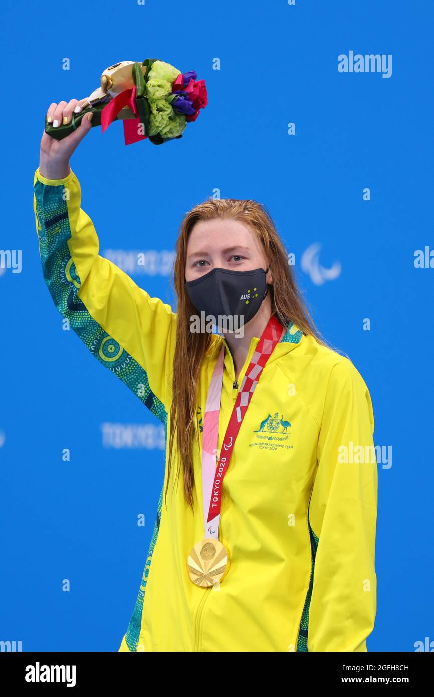 Gold medalist Lakeisha PATTERSON (AUS) celebrates on the podium for the ...