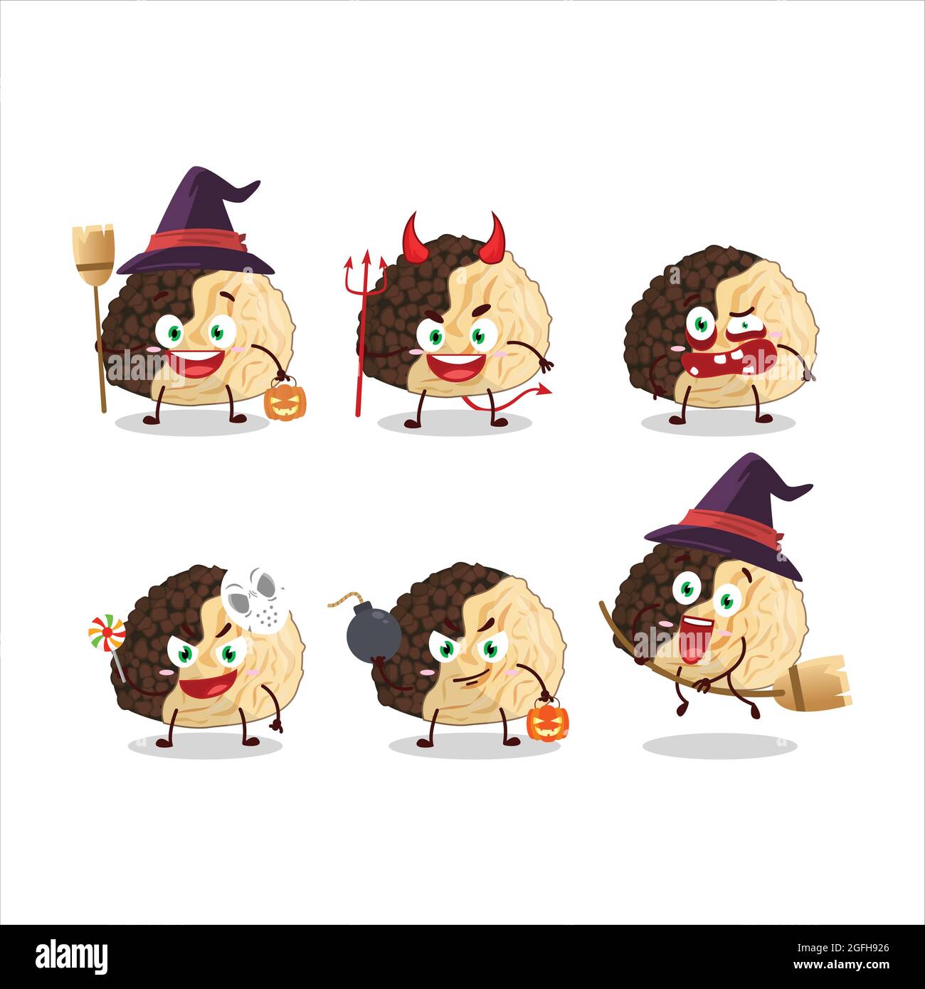 Halloween expression emoticons with cartoon character of truffle ...