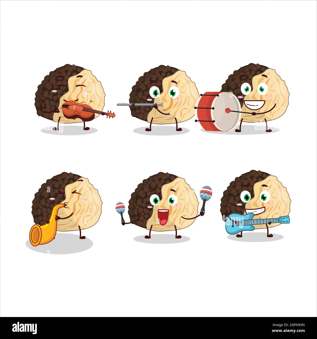 Cartoon character of truffle playing some musical instruments. Vector ...