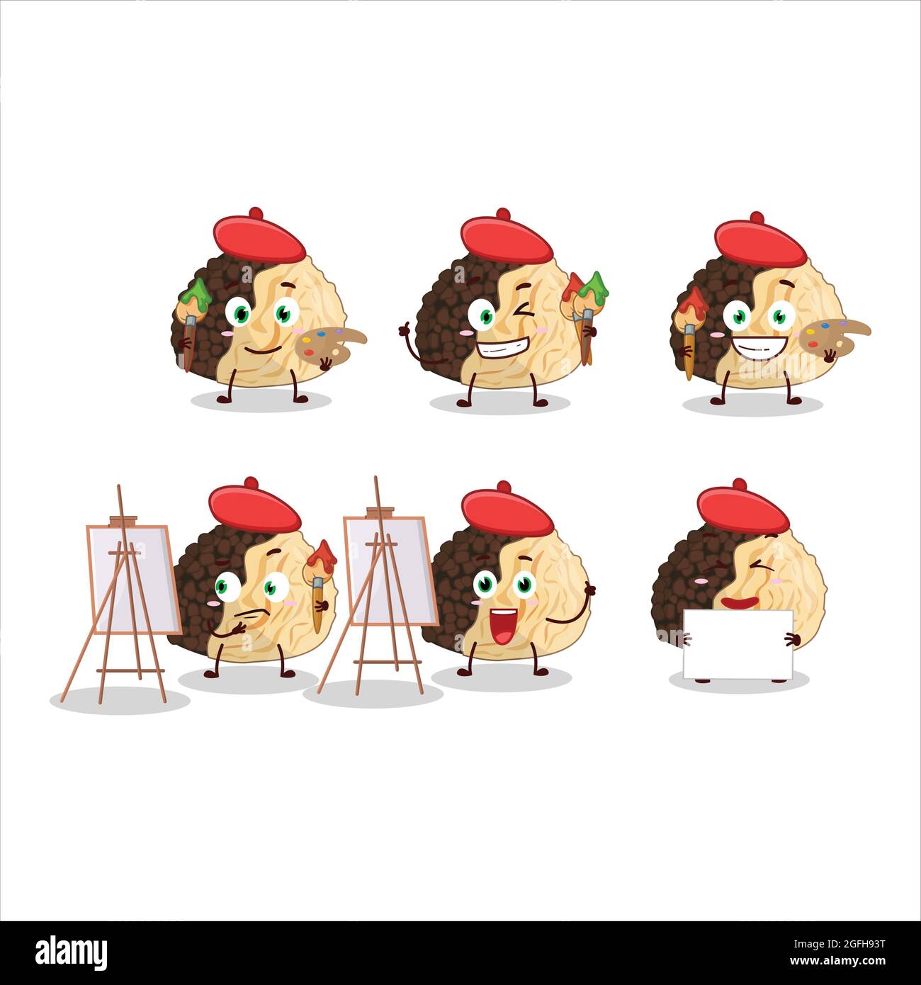 Artistic Artist of truffle cartoon character painting with a brush ...