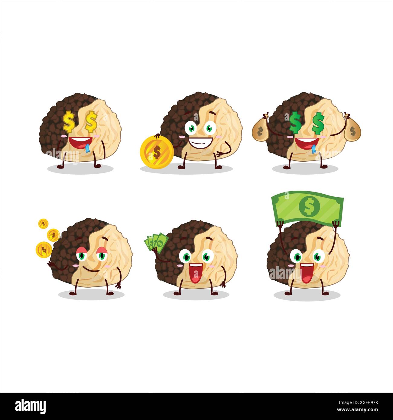 Truffle cartoon character with cute emoticon bring money. Vector ...