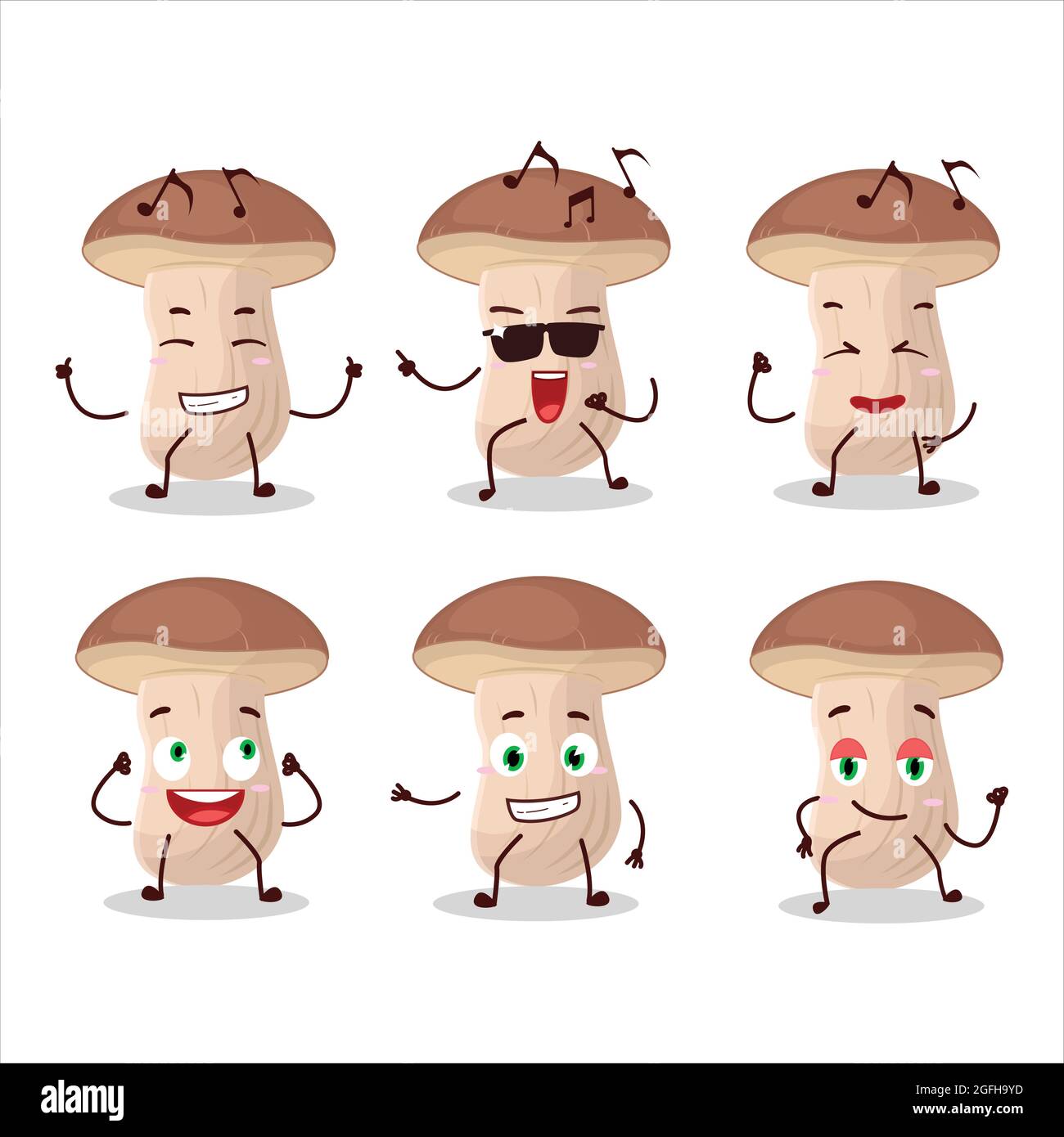 An image of brown cap boletus dancer cartoon character enjoying the ...