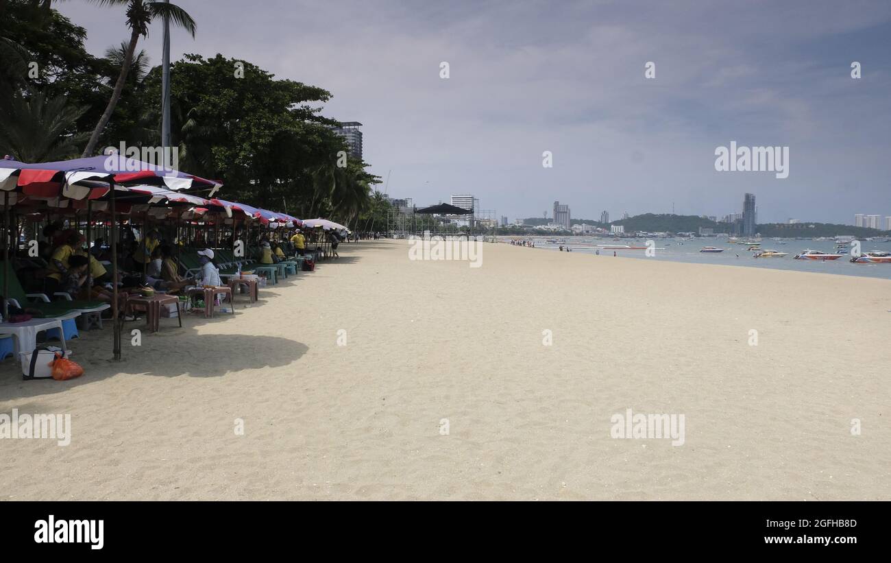 A soft reopening Pandemic Lockdown Pattaya Beach Thailand Shoreline ...