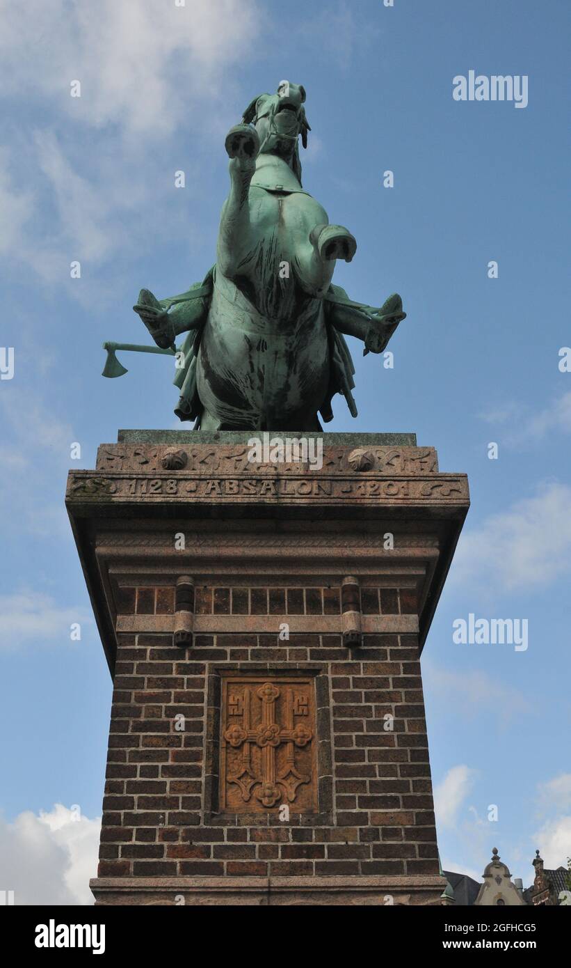 Copenhagen, Denmark., 25 August 2021,/Bishop Absalon statue on ...