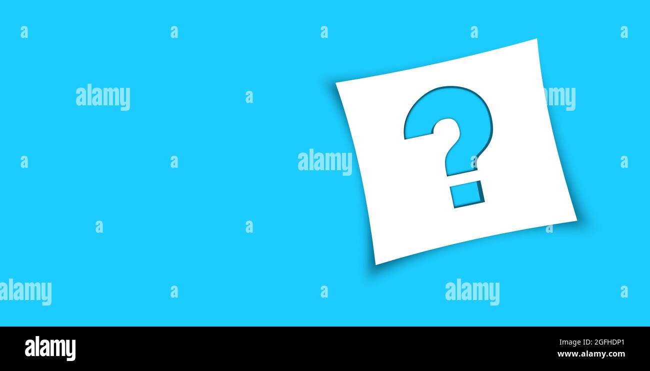 Paper Question Mark 3D On Blue background with Copy Space. Business ...
