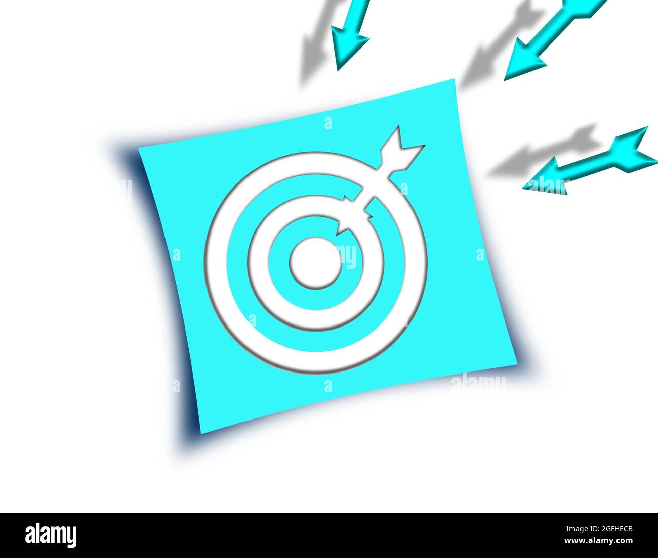 Archery target with arrows isolated on white. Pice of paper with dart ...