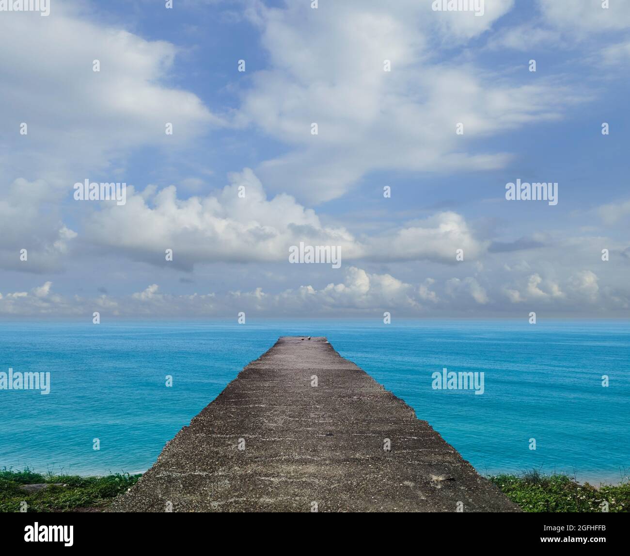 The path to nice sea beach in sunset sunshine with beautiful sky Stock ...