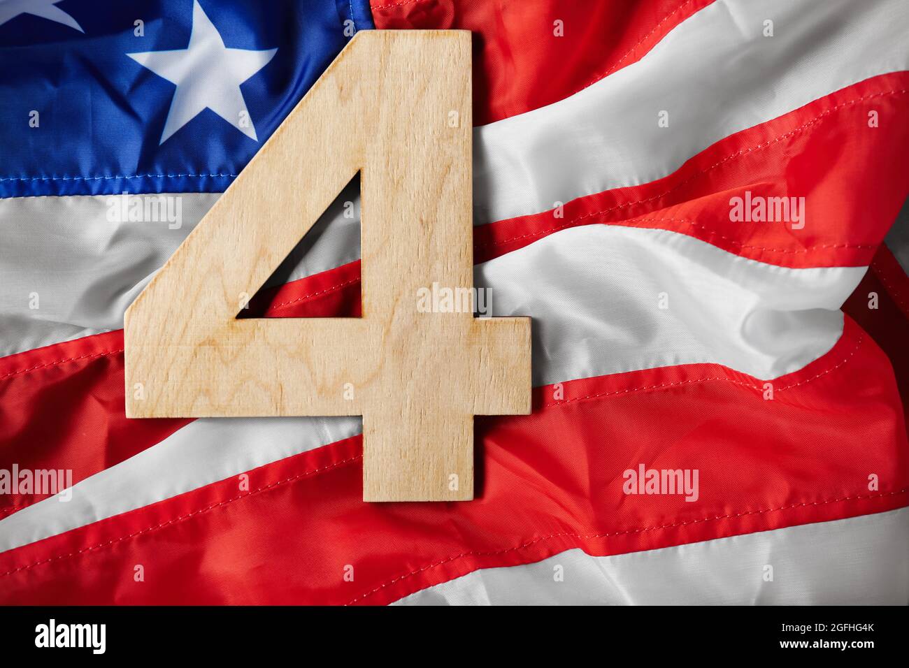 Independence day concept. Number 4 on American flag background Stock ...