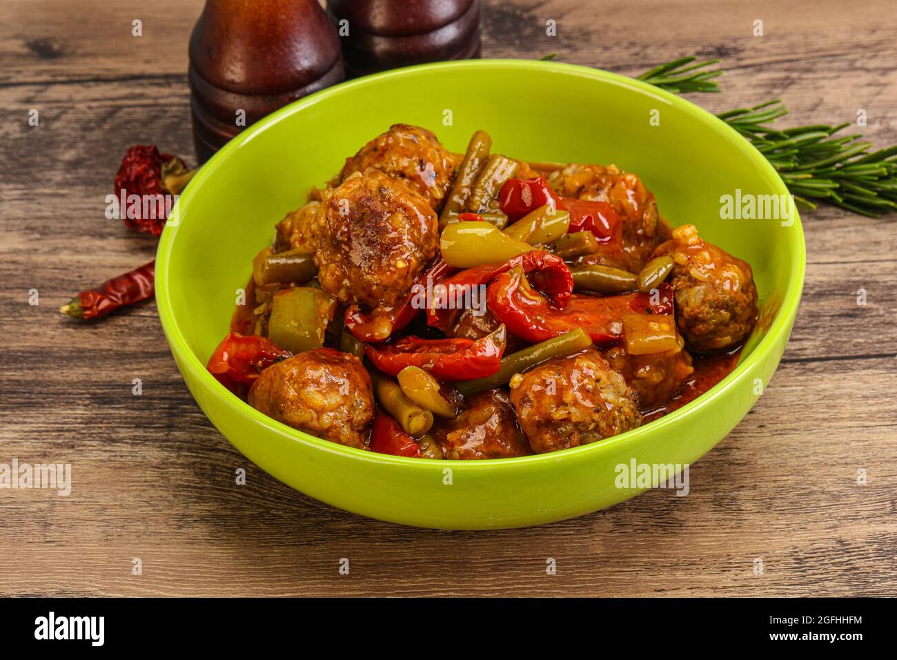 Minced Meat ball in tomato sauce Stock Photo - Alamy