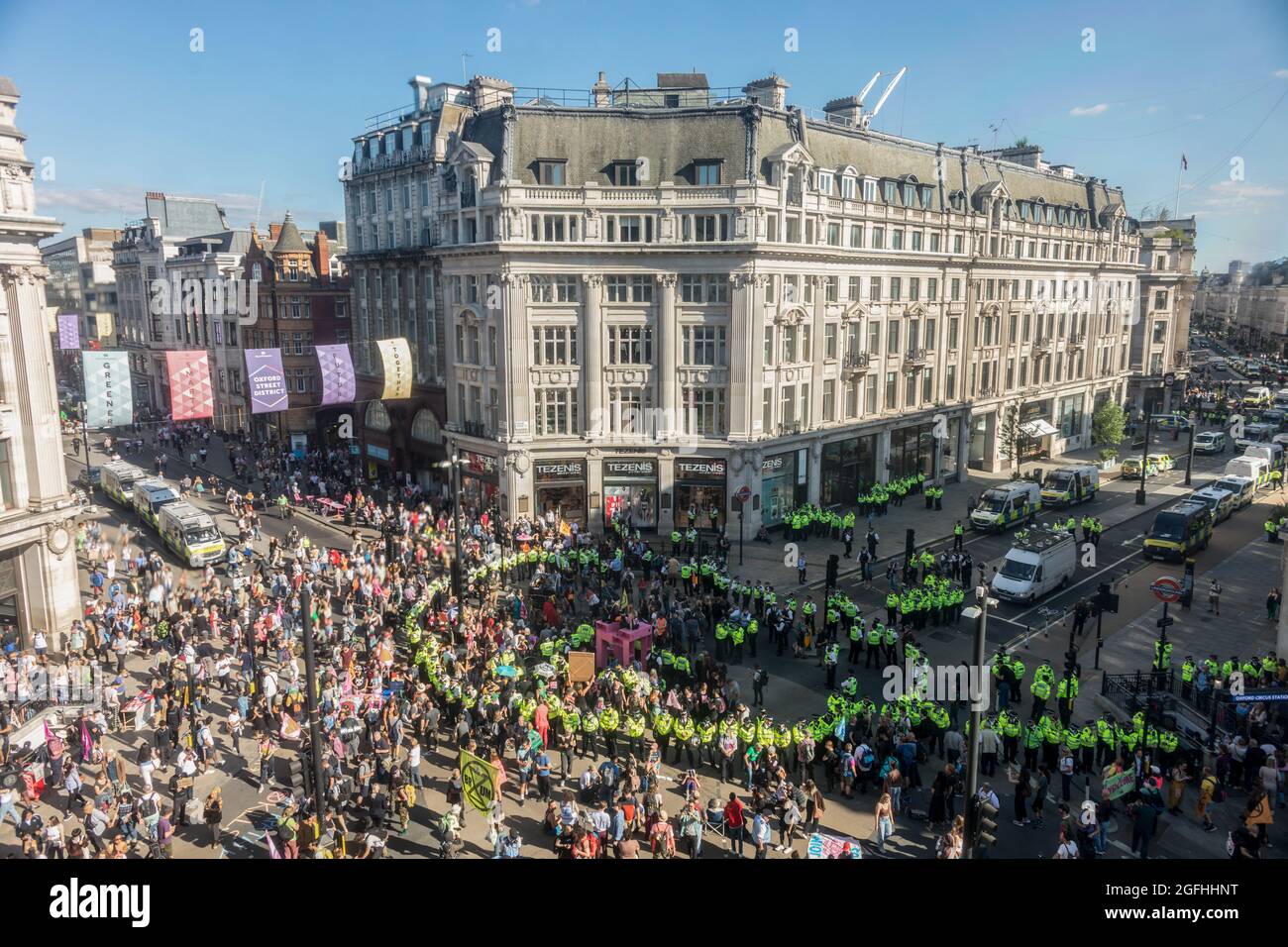 Protesters block the Oxford Circus junction during the demonstration.On ...
