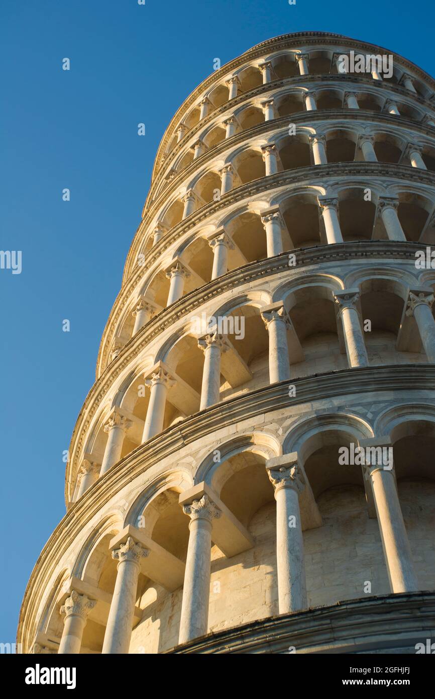 Architectural details of the Leaning Tower of Pisa Tuscany Italy Stock ...