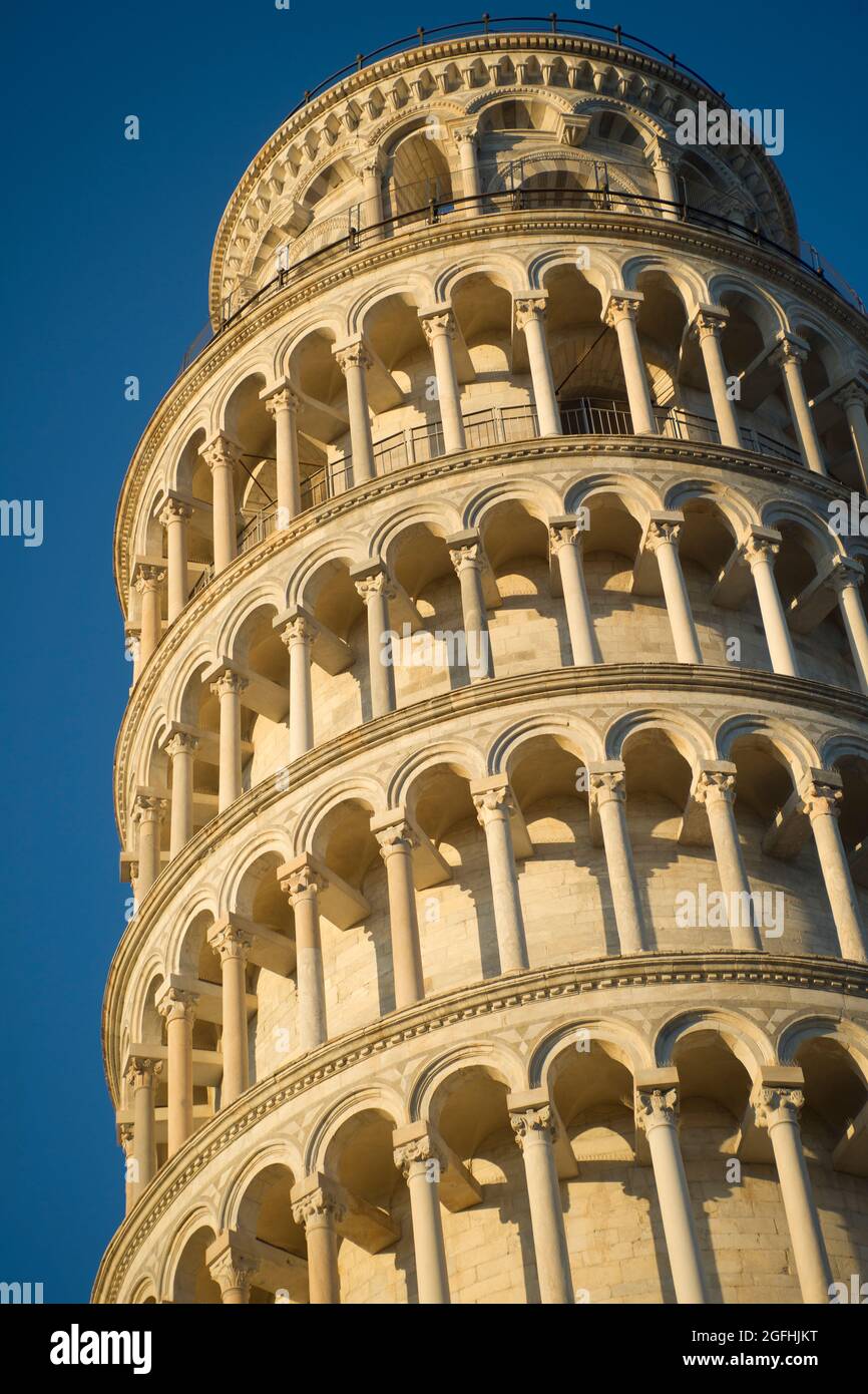 Architectural details of the Leaning Tower of Pisa Tuscany Italy Stock ...