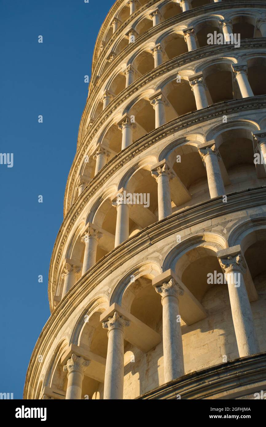 Architectural details of the Leaning Tower of Pisa Tuscany Italy Stock ...