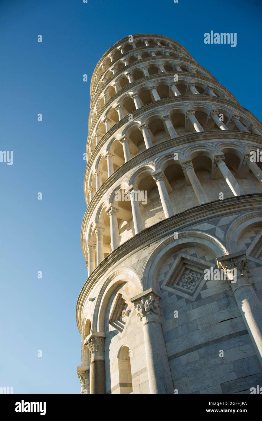 Architectural details of the Leaning Tower of Pisa Tuscany Italy Stock ...