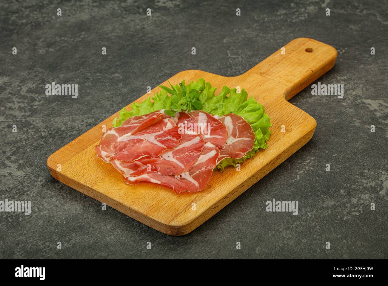 Delicous Smoked pork neck slices snack Stock Photo - Alamy