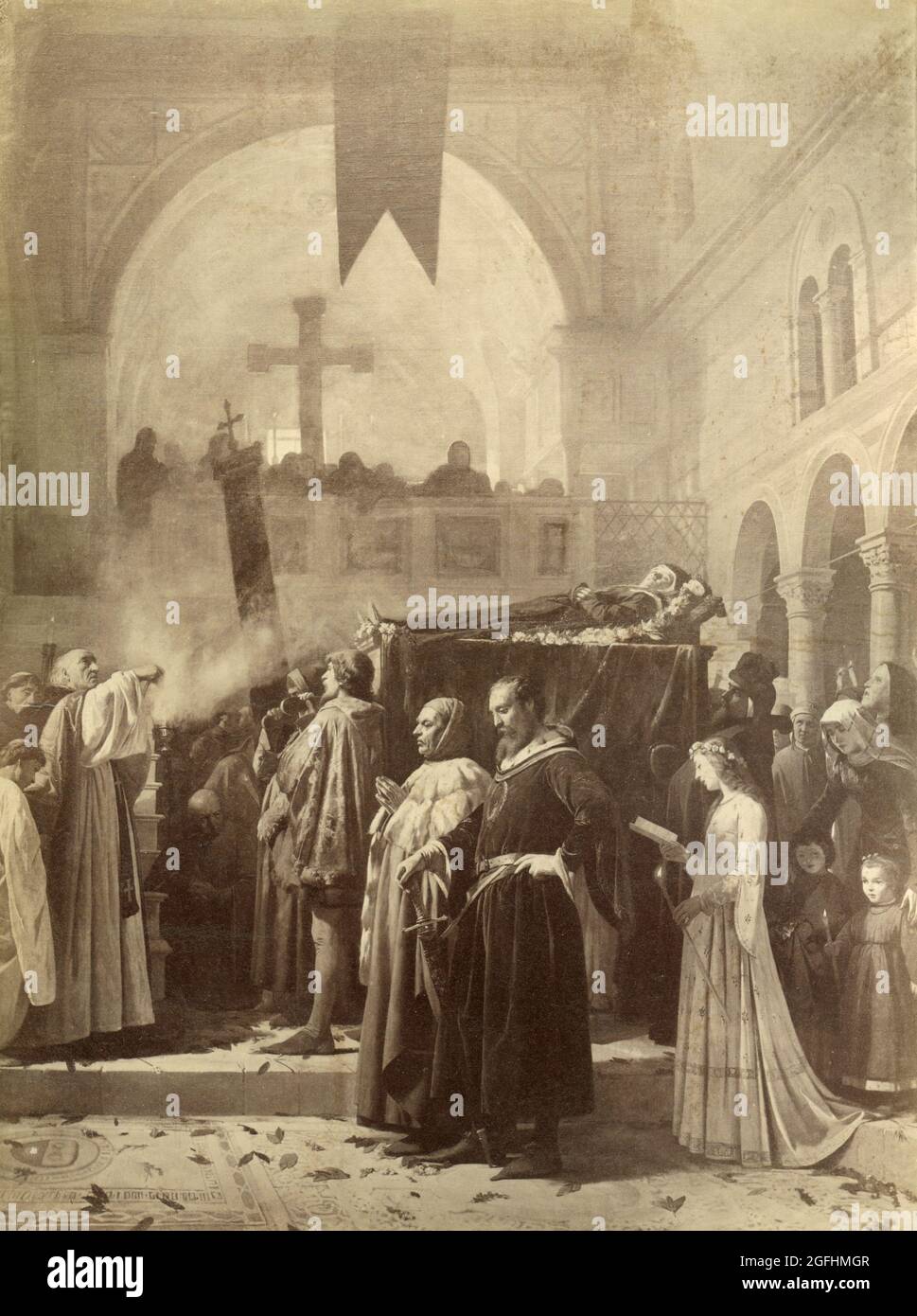 Medieval nun's funeral, painting by unidentified artist, 1880 Stock ...