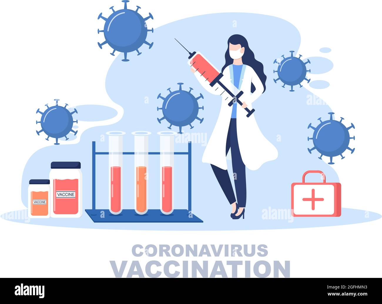 Coronavirus Vaccination With Syringe Injection Tool And Medicine ...