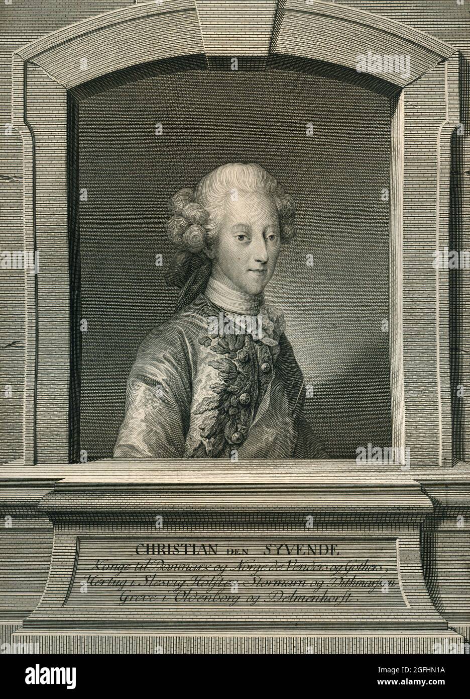 Portrait of King Christian VII of Denmark, print, 1700s Stock Photo - Alamy