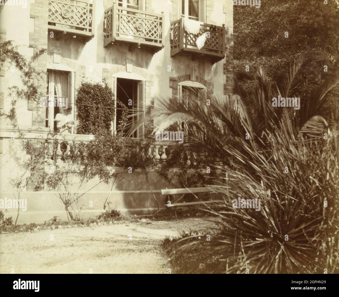 Elegant woman in the terrace of a villa, Italy 1908 Stock Photo - Alamy