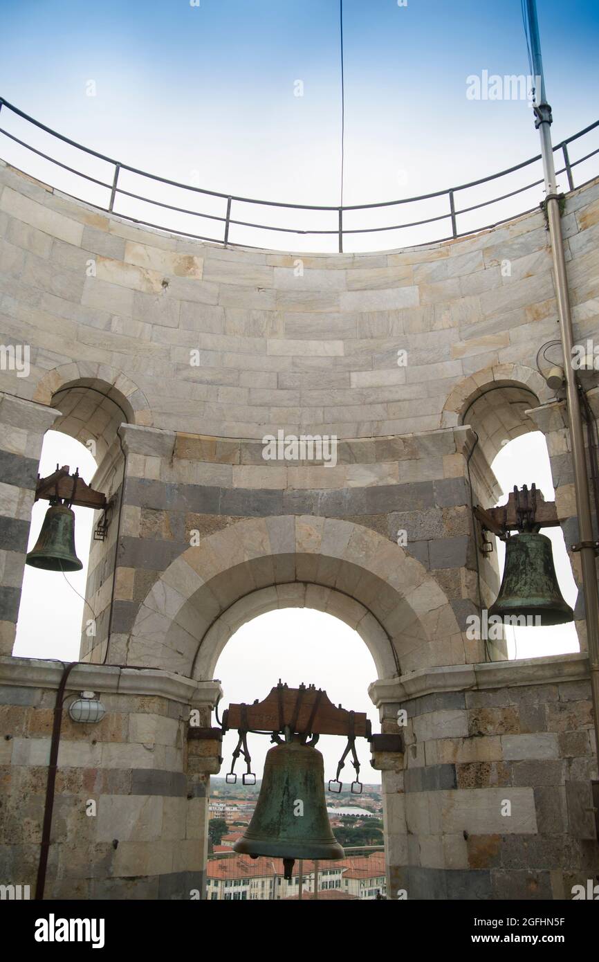 Old bells of the Leaning Tower of Pisa Tuscany Italy Stock Photo - Alamy