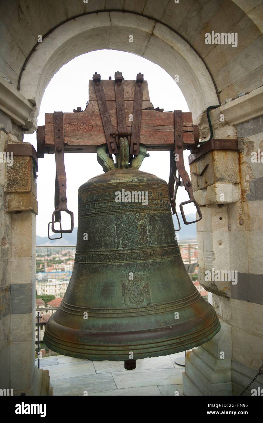 Old bells of the Leaning Tower of Pisa Tuscany Italy Stock Photo - Alamy