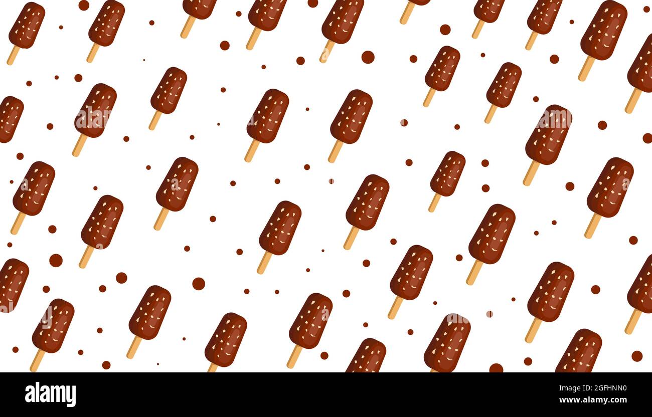 chocolate ice cream pattern on white background Stock Vector Image ...
