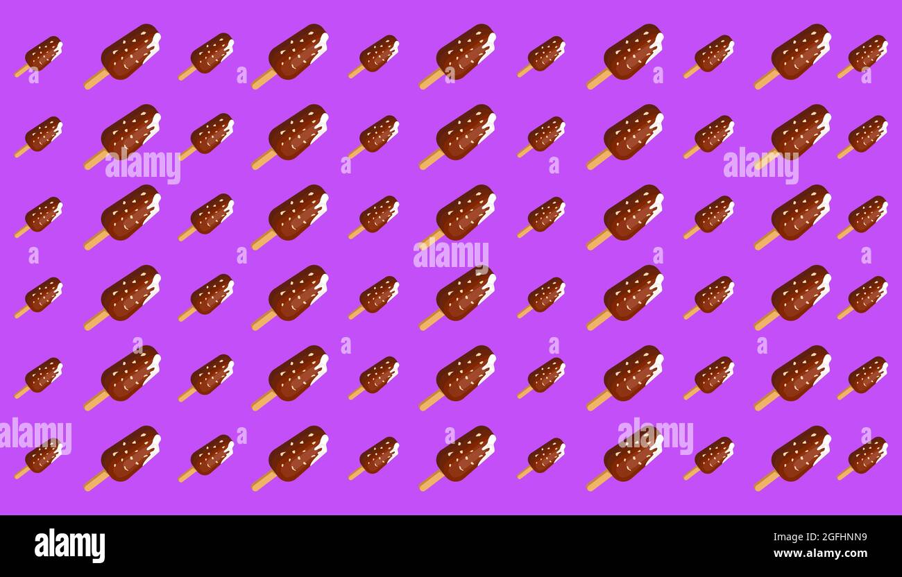 chocolate ice cream pattern on purple background Stock Vector Image ...