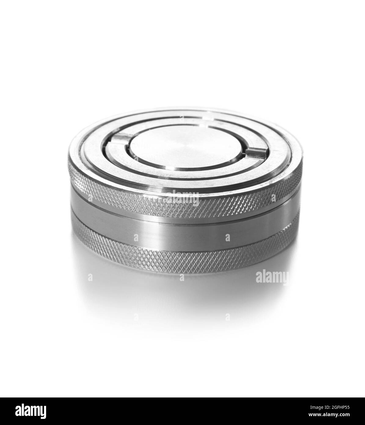 Metal ink pad on grey background Stock Photo - Alamy