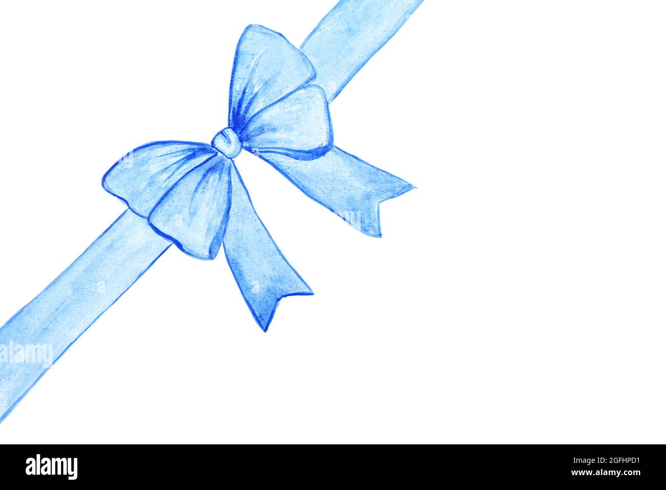 Hand painted ribbon with bow on white background Stock Photo - Alamy