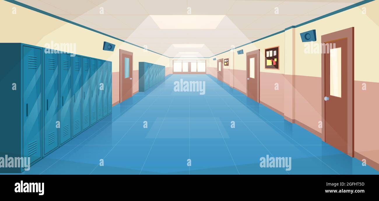 School hallway interior with entrance doors Stock Vector Image & Art ...