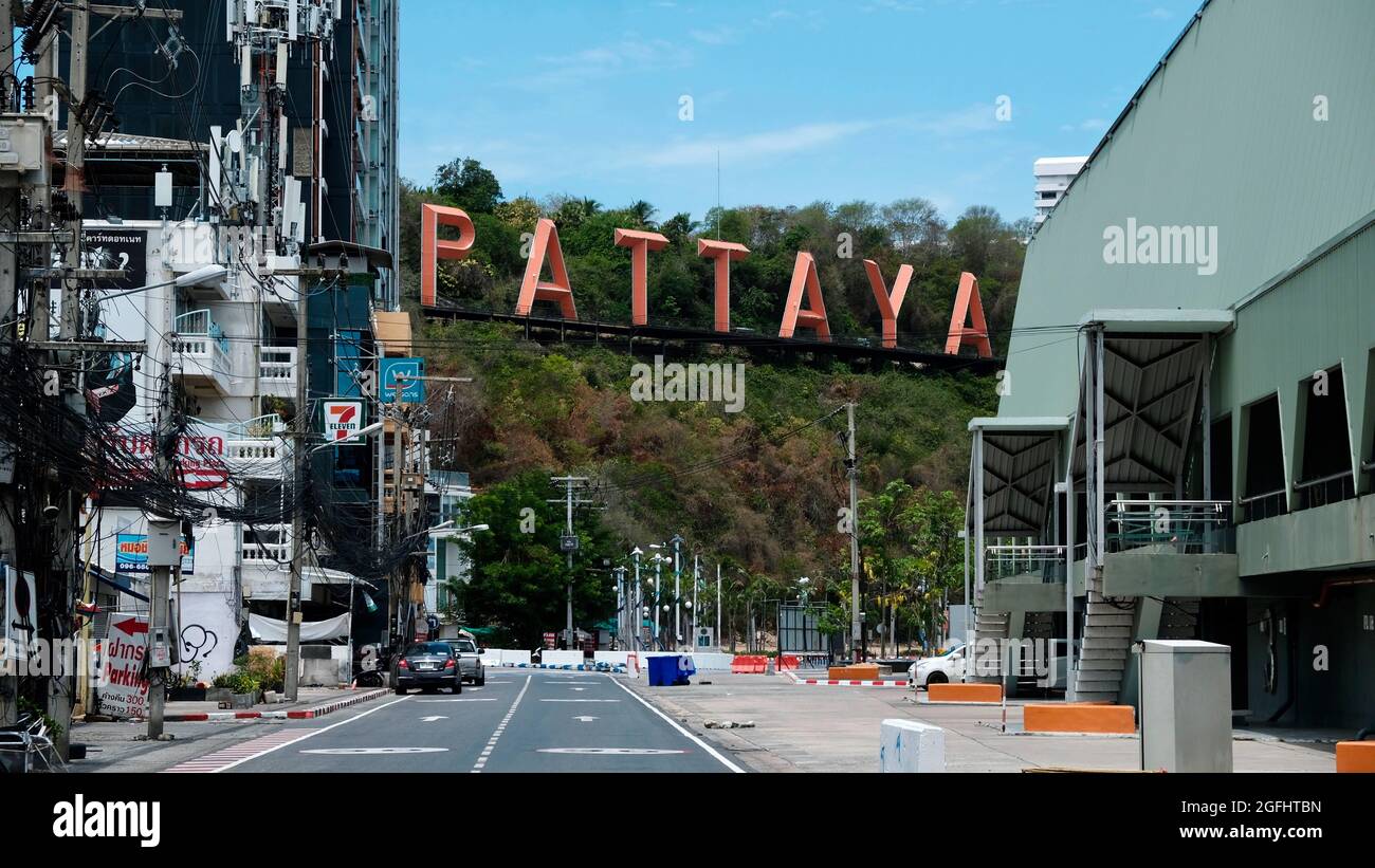 Pattaya City Billboard Sign Bali Hai Pier South Pattaya Thailand Stock ...