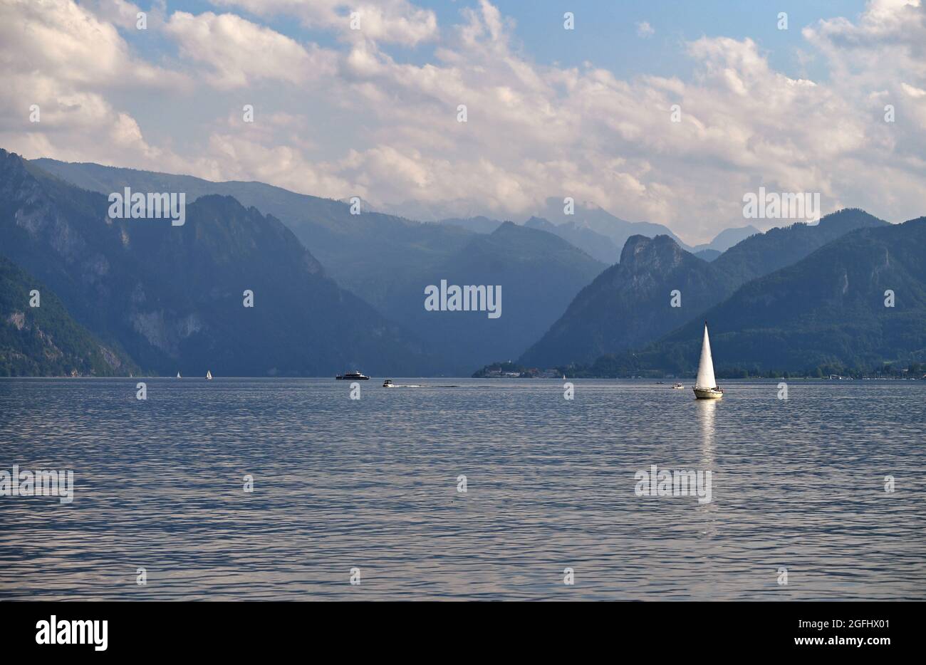 Lake Traun Traunsee in Upper Austria landscapes Stock Photo - Alamy